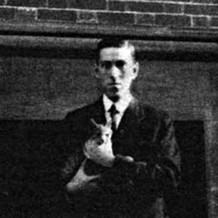 Photo of H. P. Lovecraft Holding a Cat