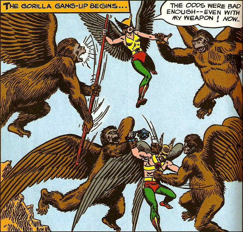 Hawkman & Hawkgirl vs Flying Gorillas [Comics]