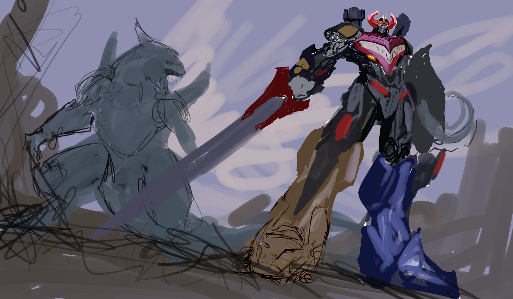 Megazord and Dragonzord by nebezial