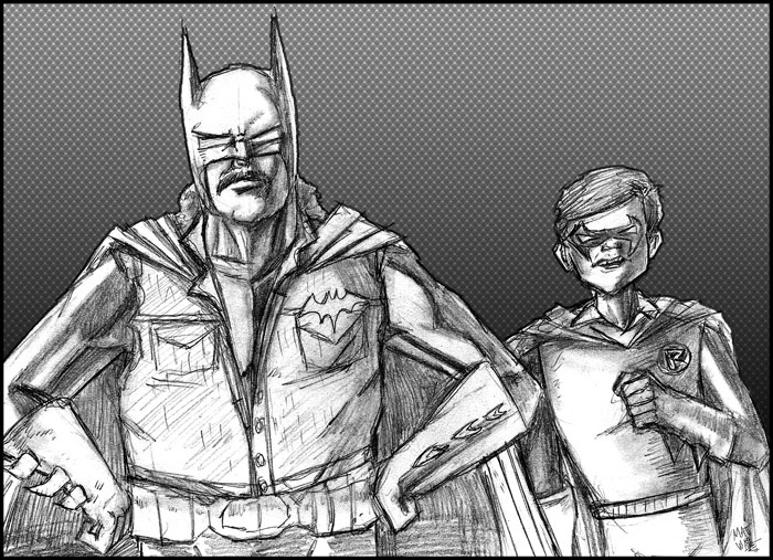 Rowsdower and Troy as Batman and Robin [MST3K Art]