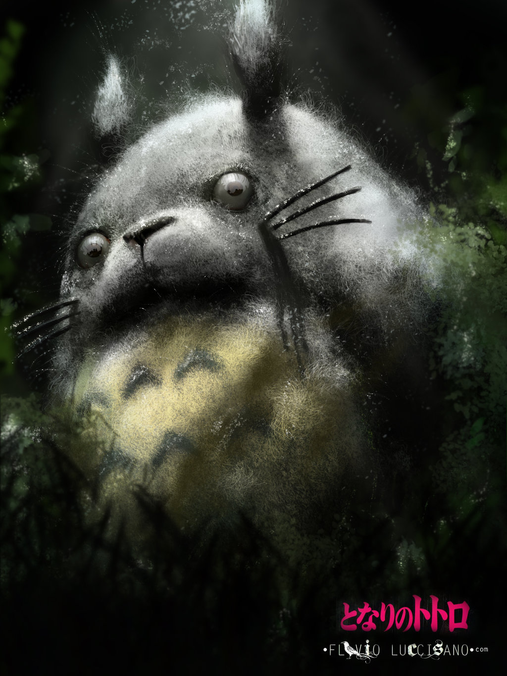 Creepy My Neighbor Totoro art by Flavio Luccisano